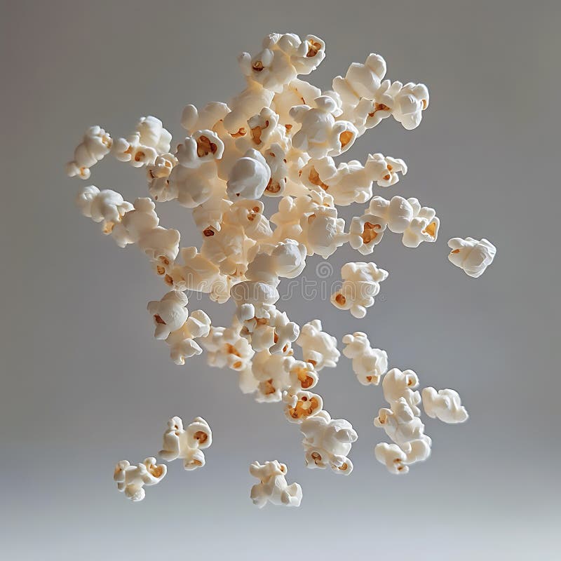 Flying Crunchy Popcorn Explosion Isolated on White Background Stock ...