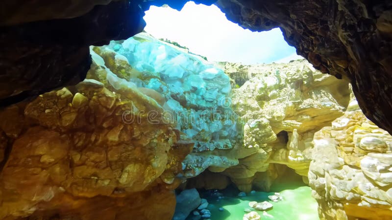 Flight through a Cave with Many Glowing Crystals and Crystal Formations ...