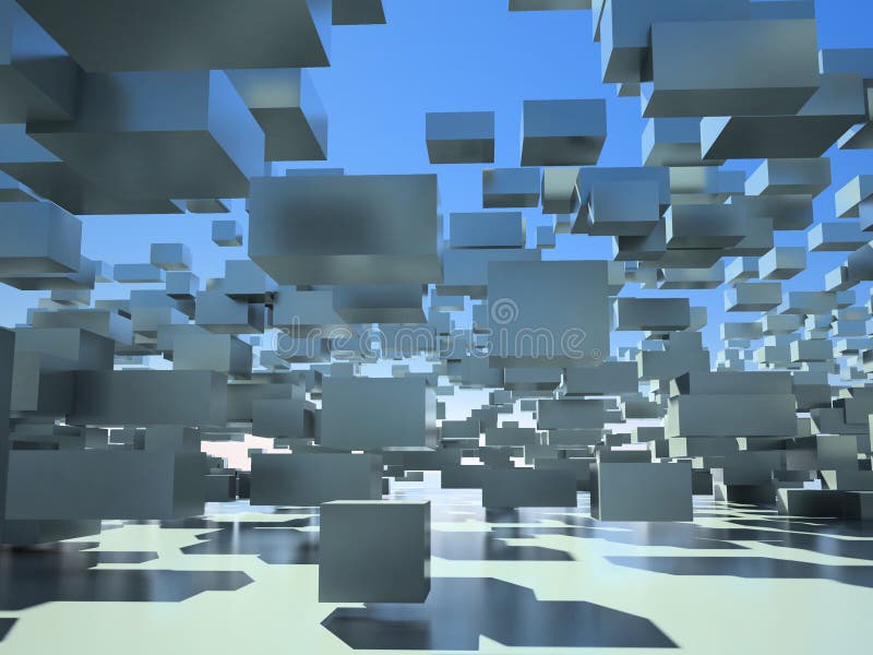 Flying cubes stock illustration. Illustration of levitating - 31465070