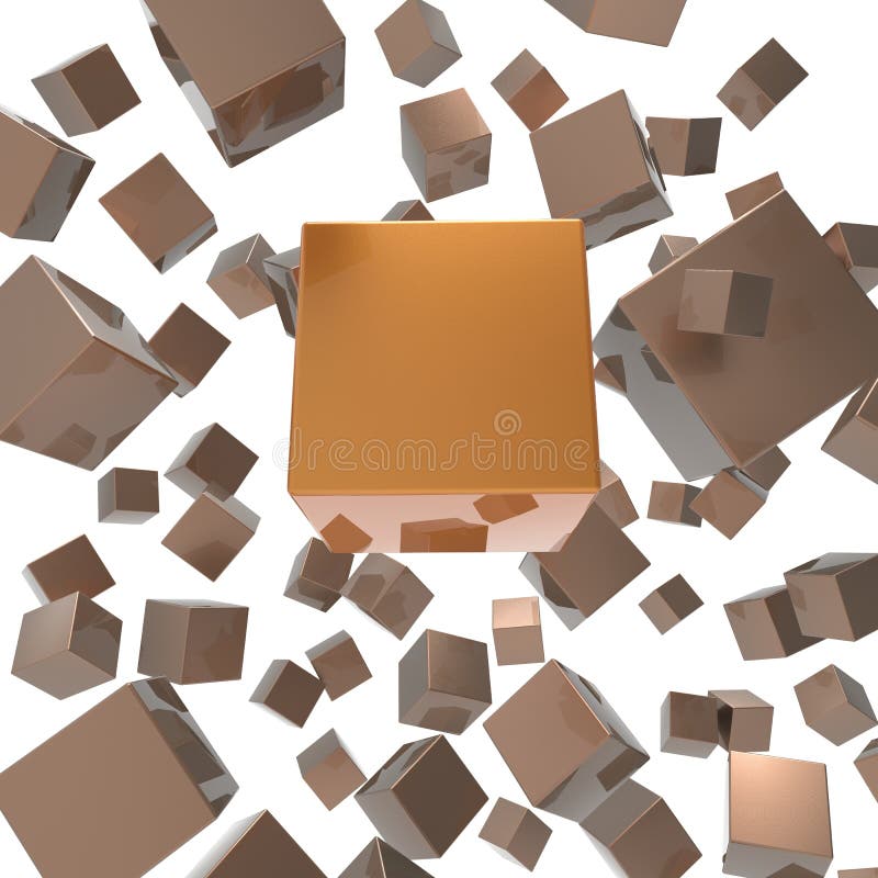 Flying Cubes on a White Background .Abstract 3d Rendering of Chaotic ...