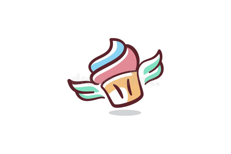 Flying Cupcake Logo with a Cute Cupcake Flying on Its Wings Stock ...