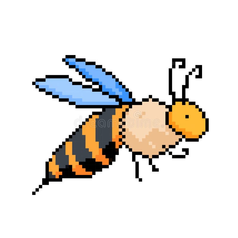 Worker Honey Bee Pixel Art Vector Illustration Stock Vector ...