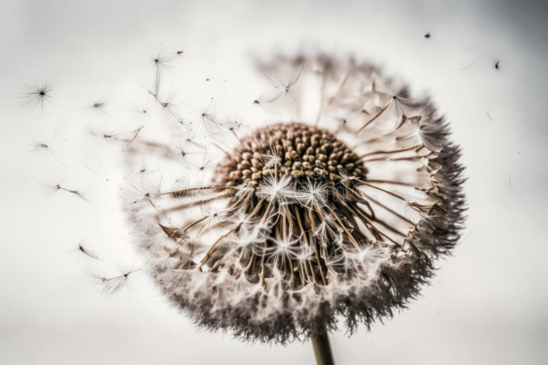 Flying Dandelion Macro Generative AI Stock Illustration - Illustration ...