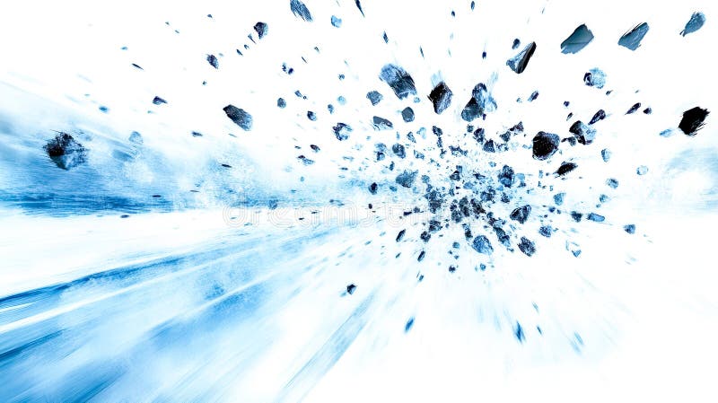 Flying Debris Creating Motion Blur Effect on White Background Stock ...