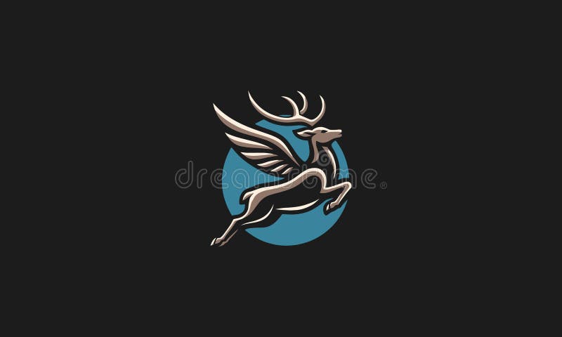 Flying Deer Vector Illustration Logo Design Stock Vector - Illustration ...