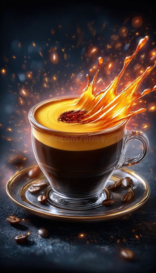 Flying Delicious Coffee Espresso Illustration Stock Illustration ...