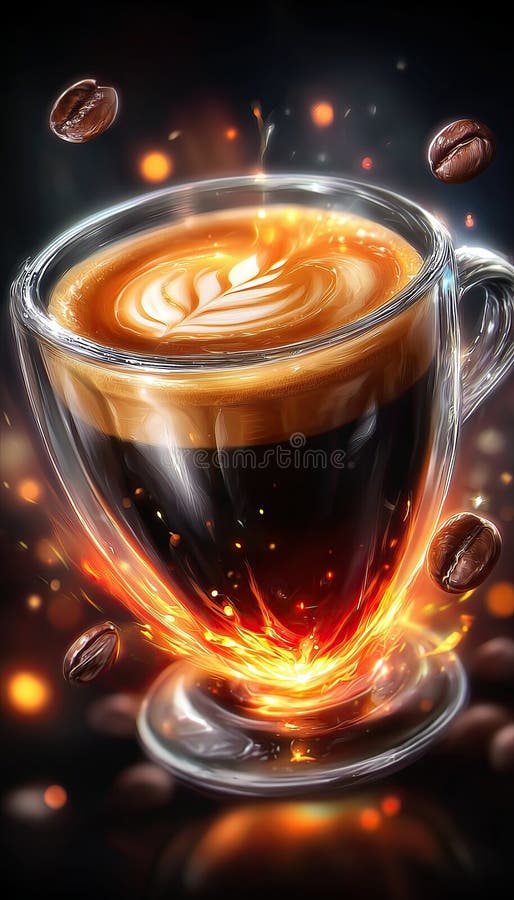 Flying Delicious Coffee Espresso Illustration Stock Illustration ...