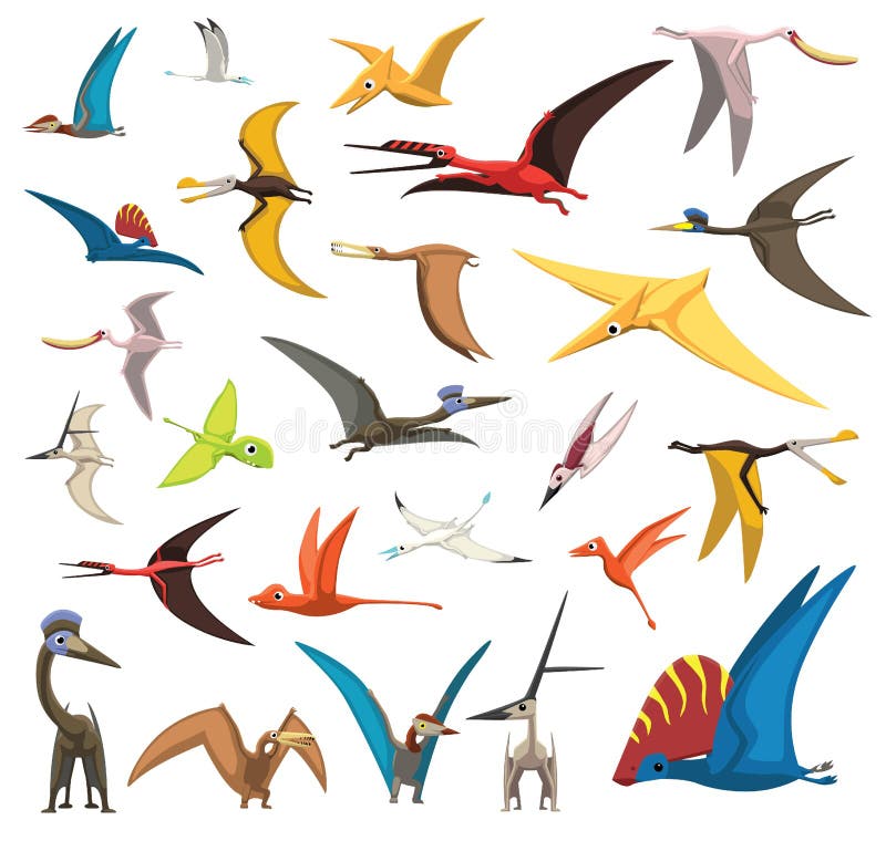 Flying Dinosaur Pterosaur Species Cartoon Vector Illustration Stock ...