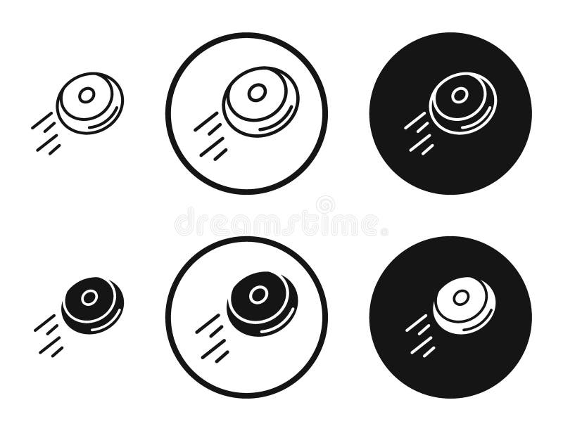 Flying Disc Vector Icon Set in Black and White Outlines Stock Vector ...