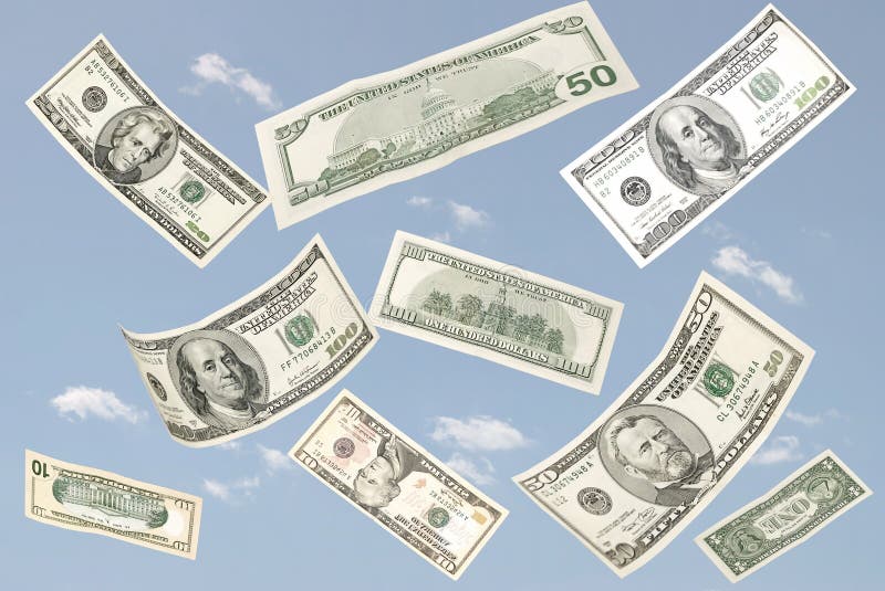 Flying Dollar stock image. Image of clouds, money, finance - 8290963