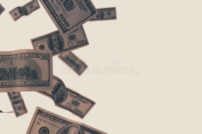 Flying Dollar Bills Against a Pale Beige Background. Stock Photo ...