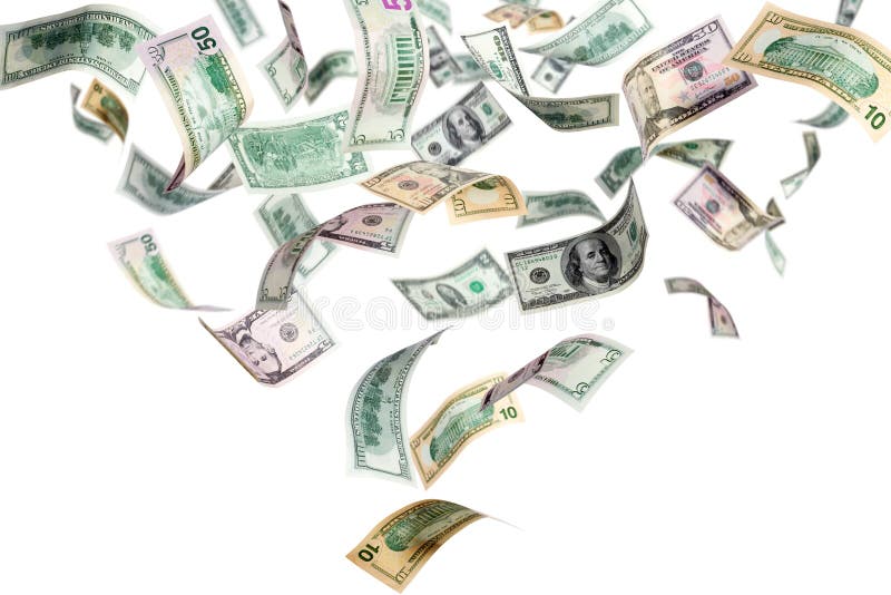 Flying dollars stock photo. Image of isolated, twirl - 15741624