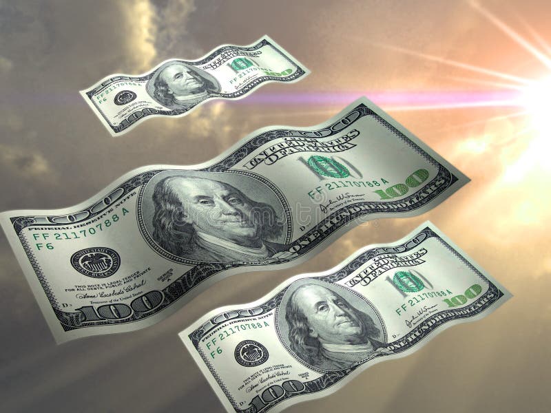Flying dollars stock illustration. Illustration of currency - 2278565