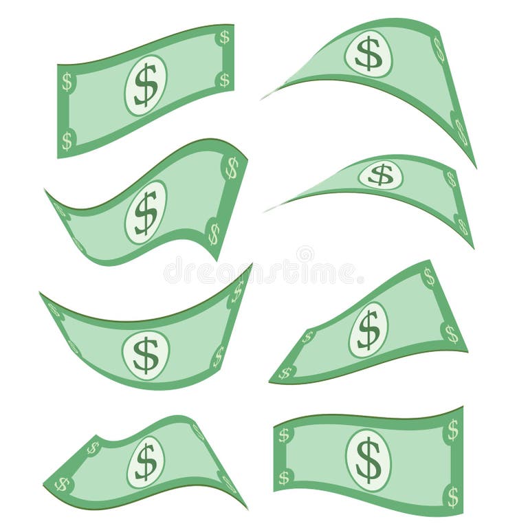 Flying Dollars Isolated on White. Vector Illustration Eps10 Stock ...