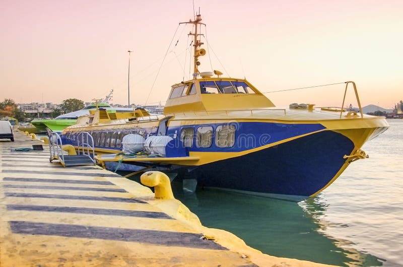 Flying Dolphin Type Ship Docked in the Port of Piraeus in Greece Stock ...