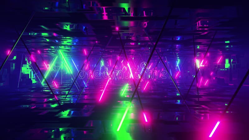 Flying Down a Corridor with Multicolored Flashing Fluorescent Lights ...