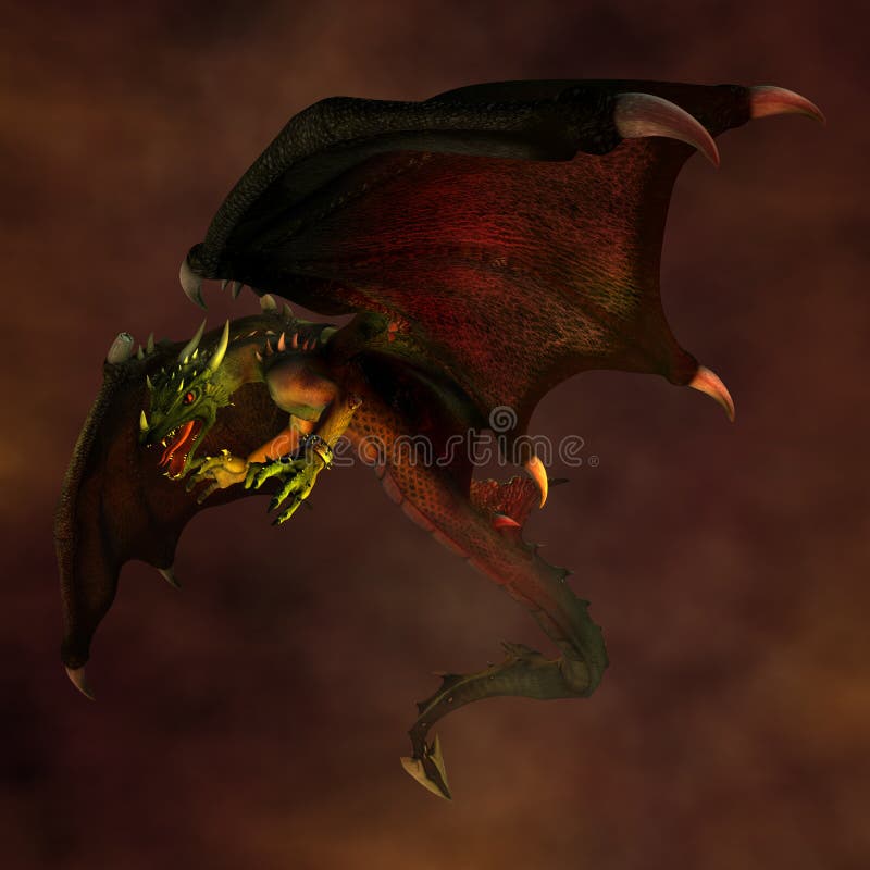 Flying Winged Dragon Stock Illustrations – 657 Flying Winged Dragon ...