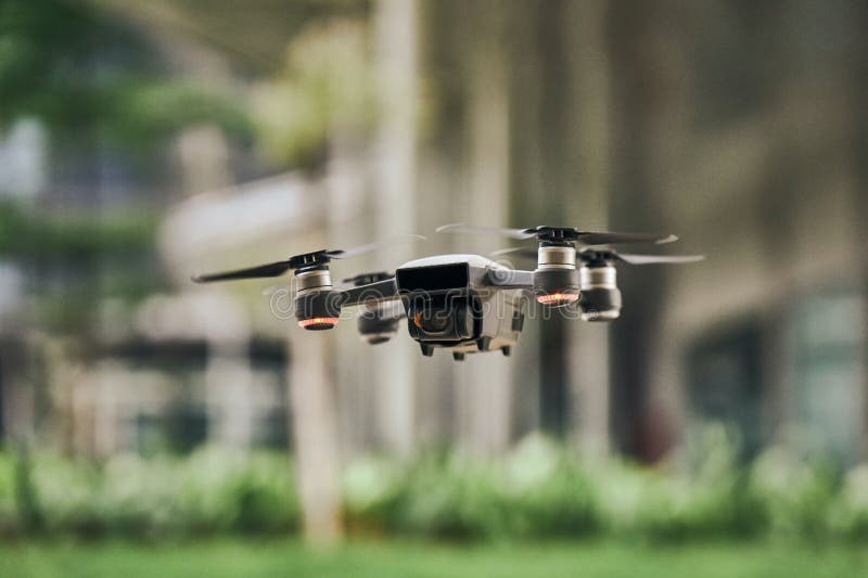 Flying Drone with Camera on the Sky Stock Photo - Image of controlled ...