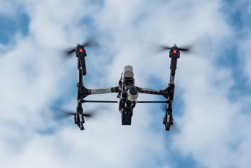 Flying drone with camera editorial stock image. Image of innovation ...