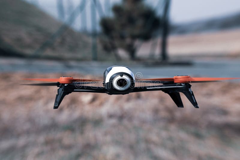 Flying Drone with Mounted Camera Outdoor Stock Photo - Image of outdoor ...