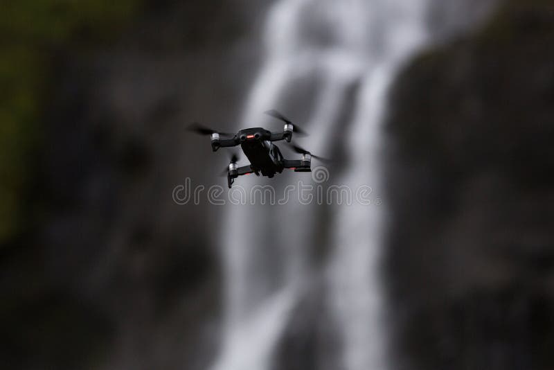 Flying with Drone Near a Amazing Waterfall , Iceland Stock Photo ...