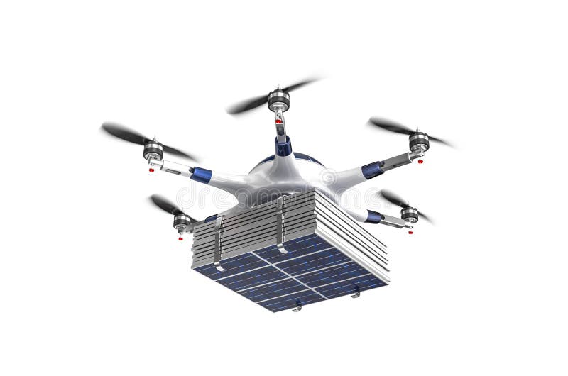 Flying Drone with Photovoltaic Panel Stock Illustration - Illustration ...