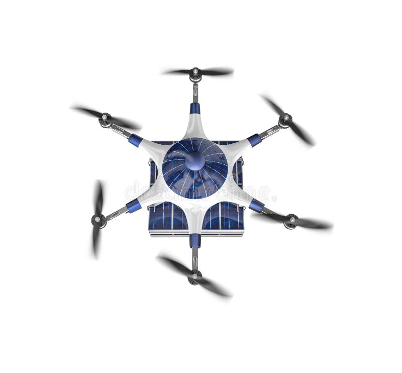 Flying Drone with Photovoltaic Panel Stock Illustration - Illustration ...