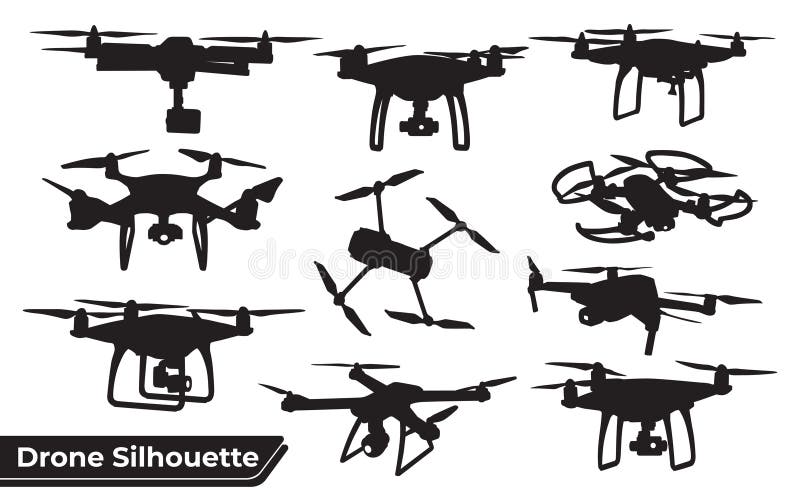 Drone Silhouette Icons Set Vector Illustration Stock Vector