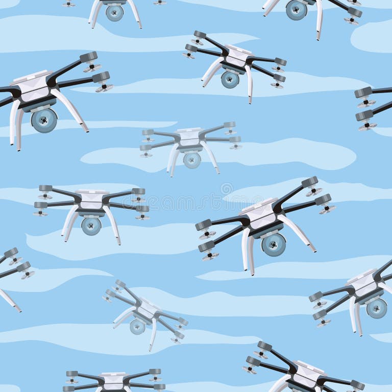 Flying Drones Seamless Pattern Vector Illustration Stock Vector ...