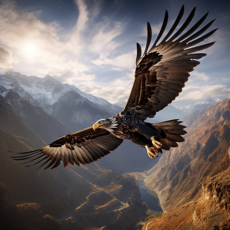 Flying Eagle in the Colca Canyon Made with Generative AI Illustration ...