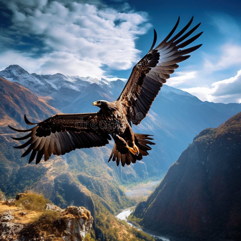 Flying Eagle in the Colca Canyon Made with Generative AI Illustration ...