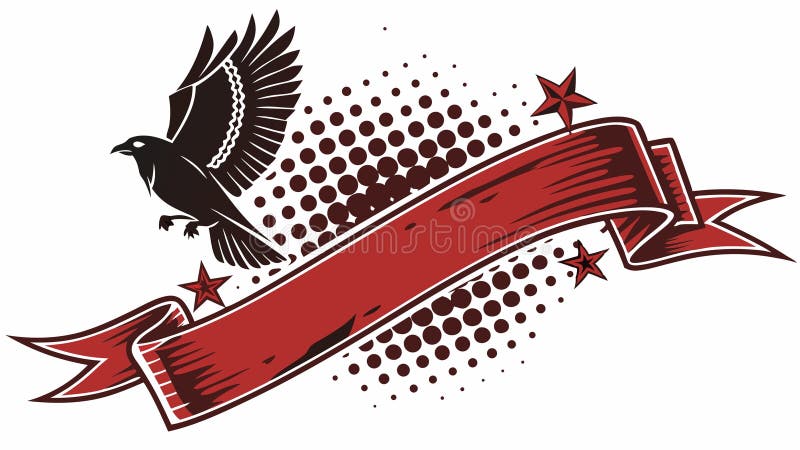 Flying Eagle with Dynamic Banner and Grunge Texture, Vector Design ...