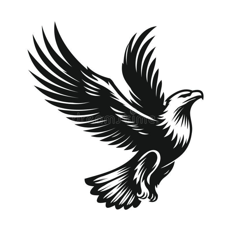 Flying Eagle Illustration Black Design Mascot Simple Stock Vector ...