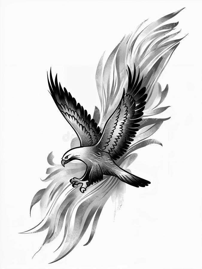 Flying Eagle Tattoo Design Art Stock Illustration - Illustration of ...