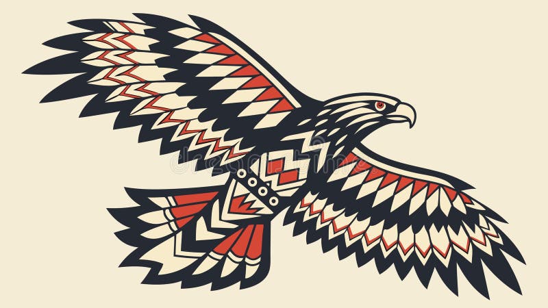 Flying Eagle with Tribal Patterns Vector Illustration, Strength and Culture, Vector Design ...