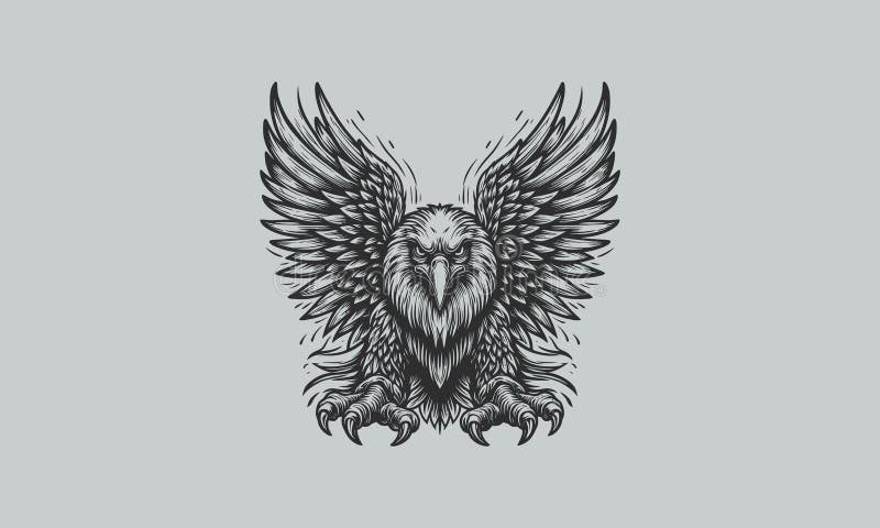 Flying Eagle Vector Illustration Outline Design Stock Illustration ...