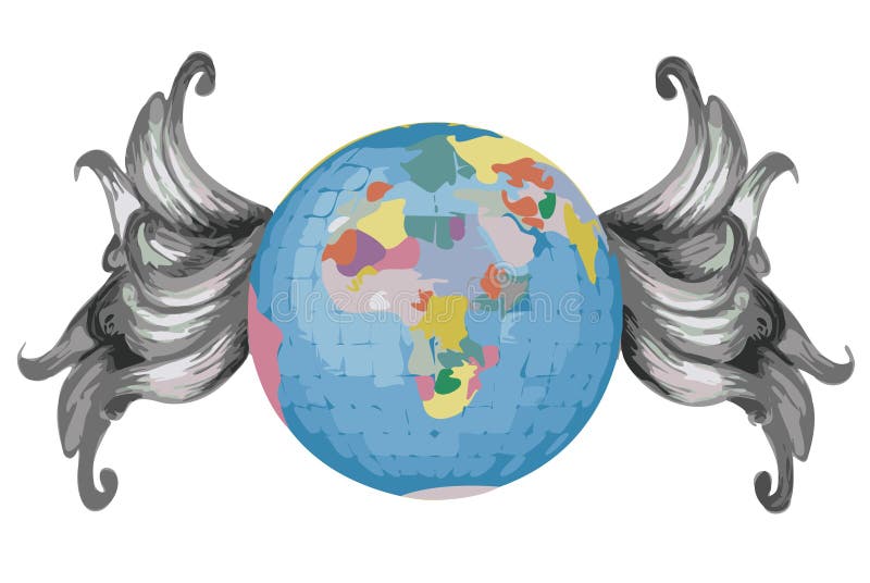 Flying earth stock vector. Illustration of nature, world - 5490390