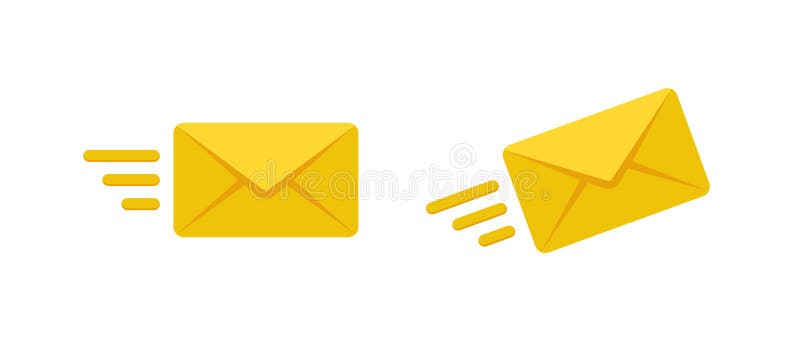 Flying Email Icon. Send Message Icon with Yellow Envelope Stock ...