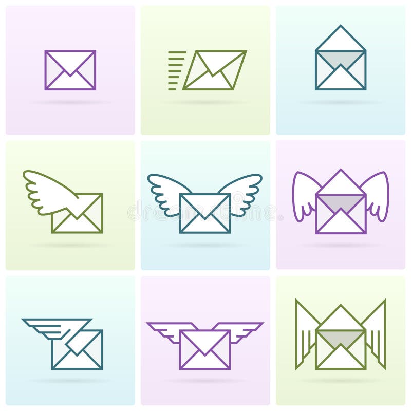 Flying Email Messages Icon Set Stock Vector - Illustration of delivery ...