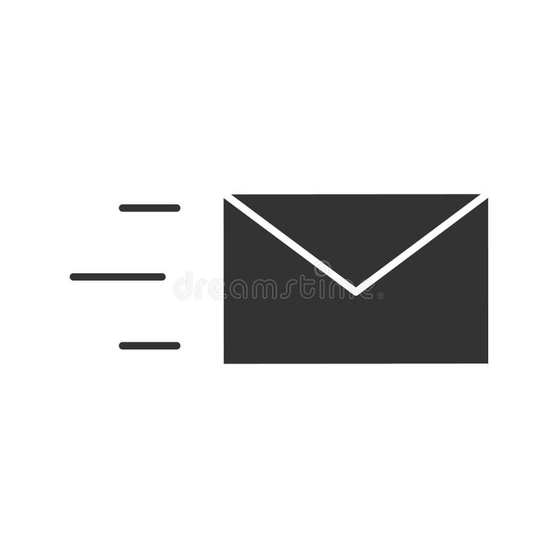 Flying envelope glyph icon stock vector. Illustration of email - 175336526