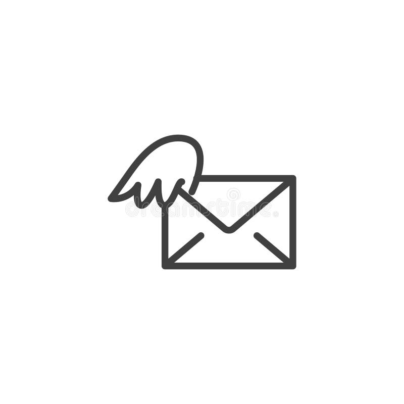 Flying Envelope with Wings Line Icon Stock Vector - Illustration of ...