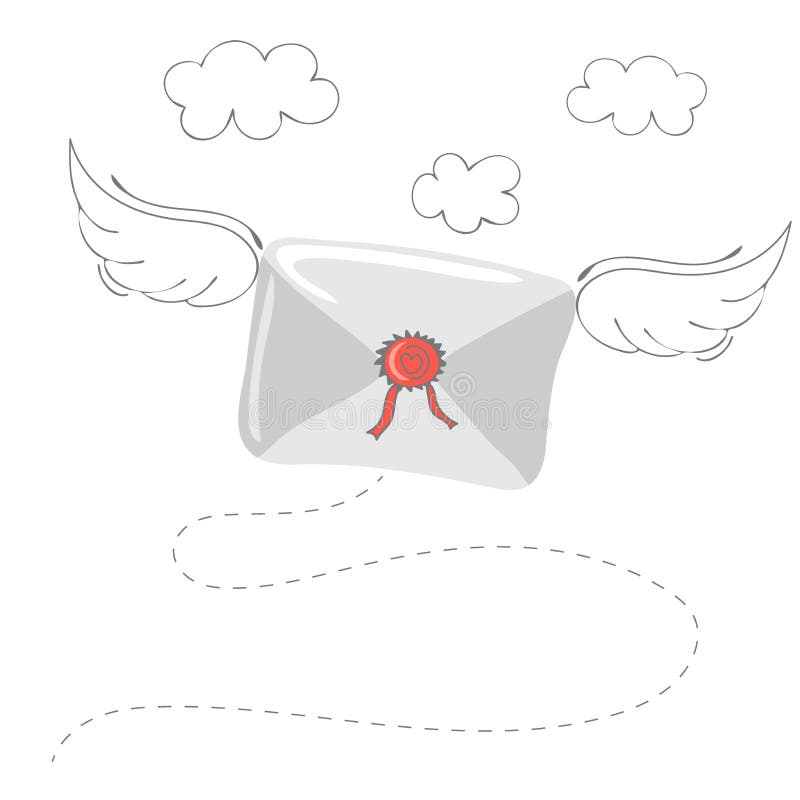 Flying Envelope with Wings. Mail is Coming Stock Vector - Illustration ...
