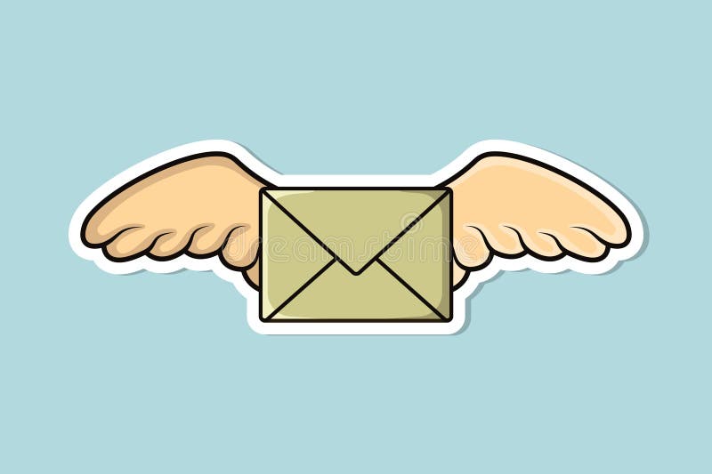Flying Envelope with Wings Sticker Design Vector Illustration. Office ...