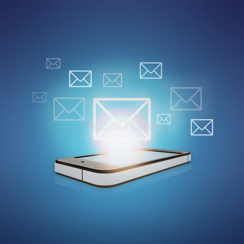 Flying Envelopes of Letters on a Mobile Phone Stock Illustration ...