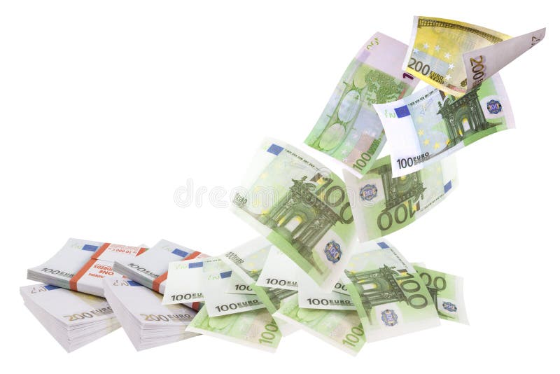 Flying Euro paper money stock photo. Image of raining - 20613090