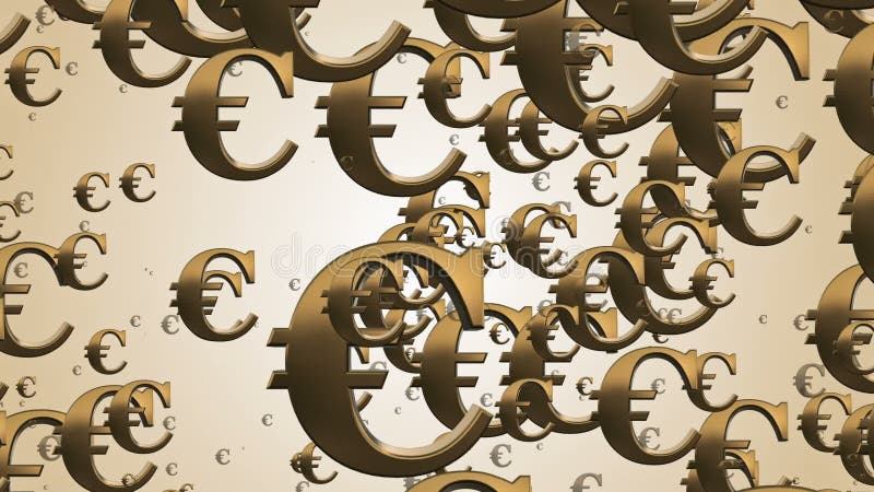Flying through EURO Money Signs in Particle Space with Stars. Moving ...