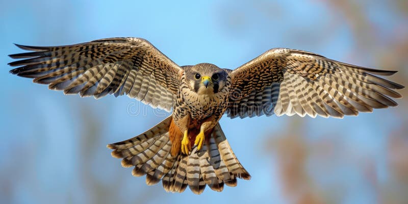 Flying falcon in the sky stock illustration. Illustration of speed ...