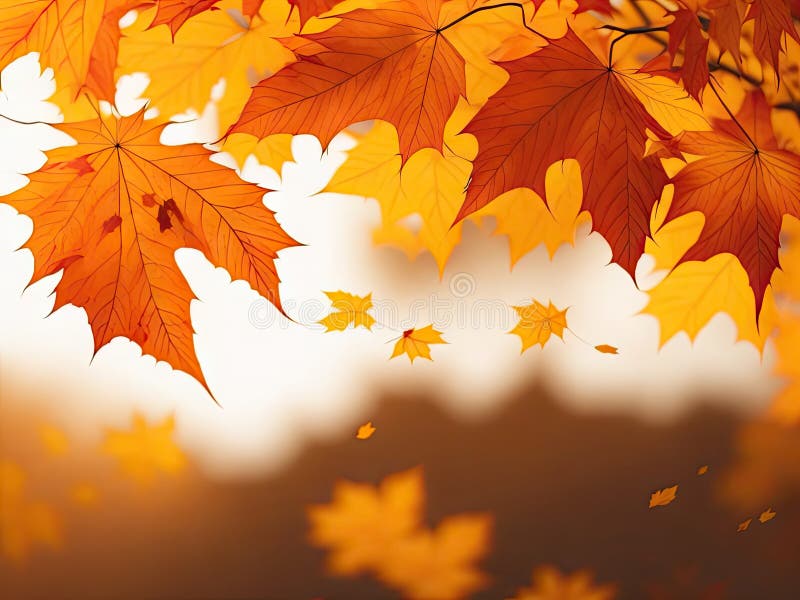 Flying Fall Maple Leaves on Autumn Background. Ai Generative Stock ...