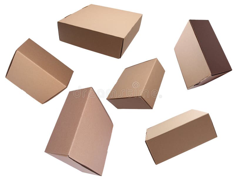 Flying Falling Brown Cardboard Boxes Mock Up Template in Various Angle ...