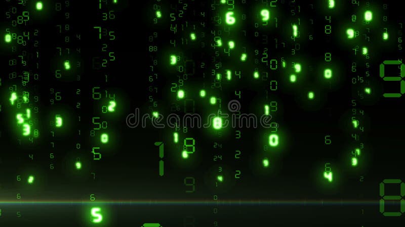 Flying through the Falling Numbers (like Matrix). Looped Animation ...